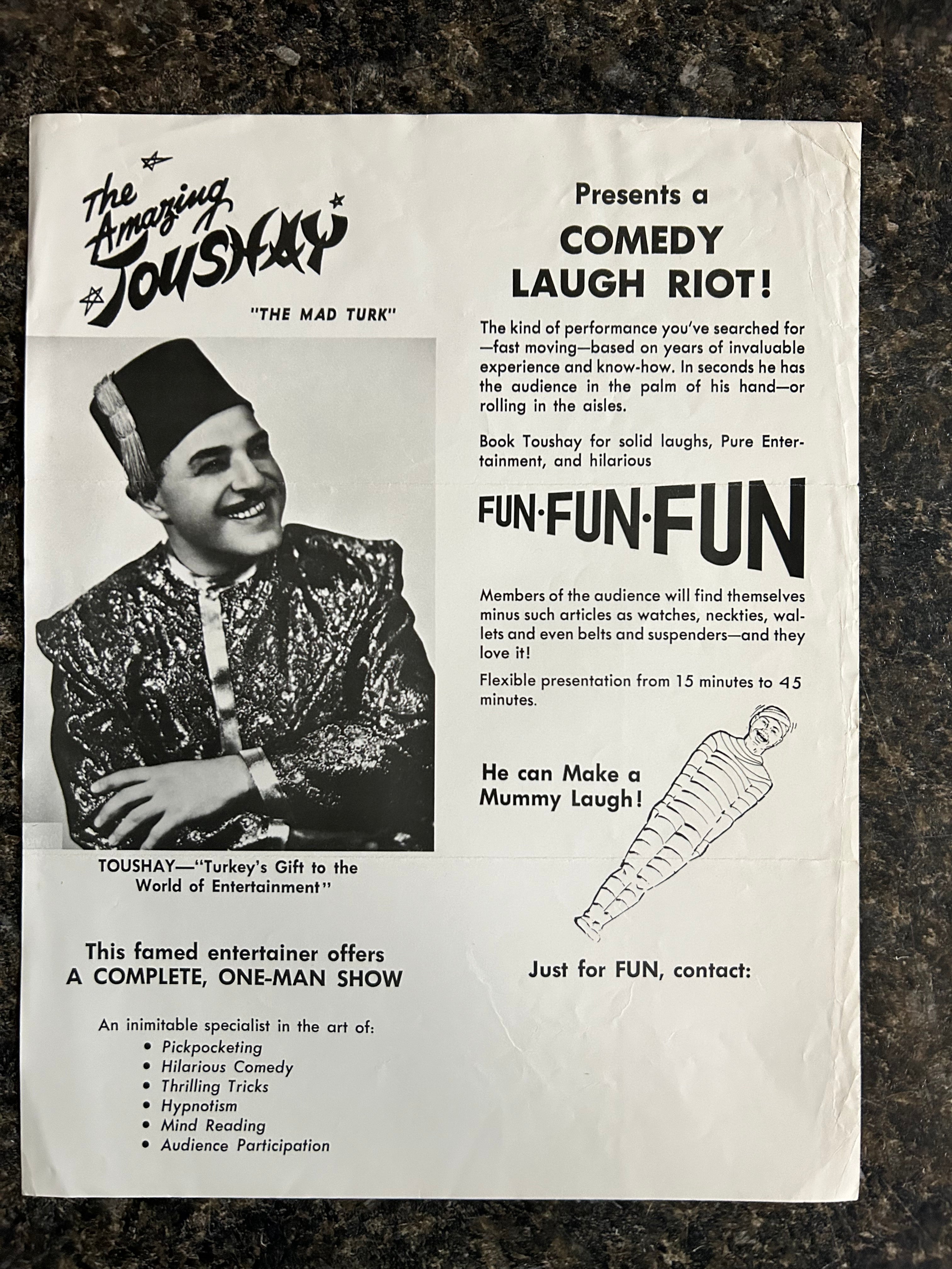 The Amazing Toushay, The Mad Turk Promotional Piece – Don's Magic & Books